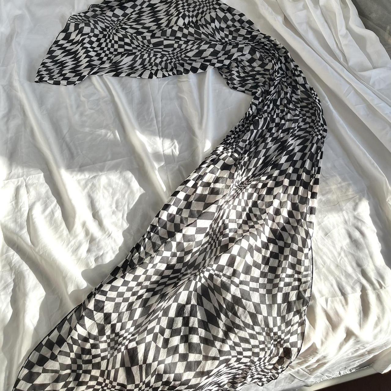 Large wavy checker printed silk scarf!! Cool pattern... - Depop