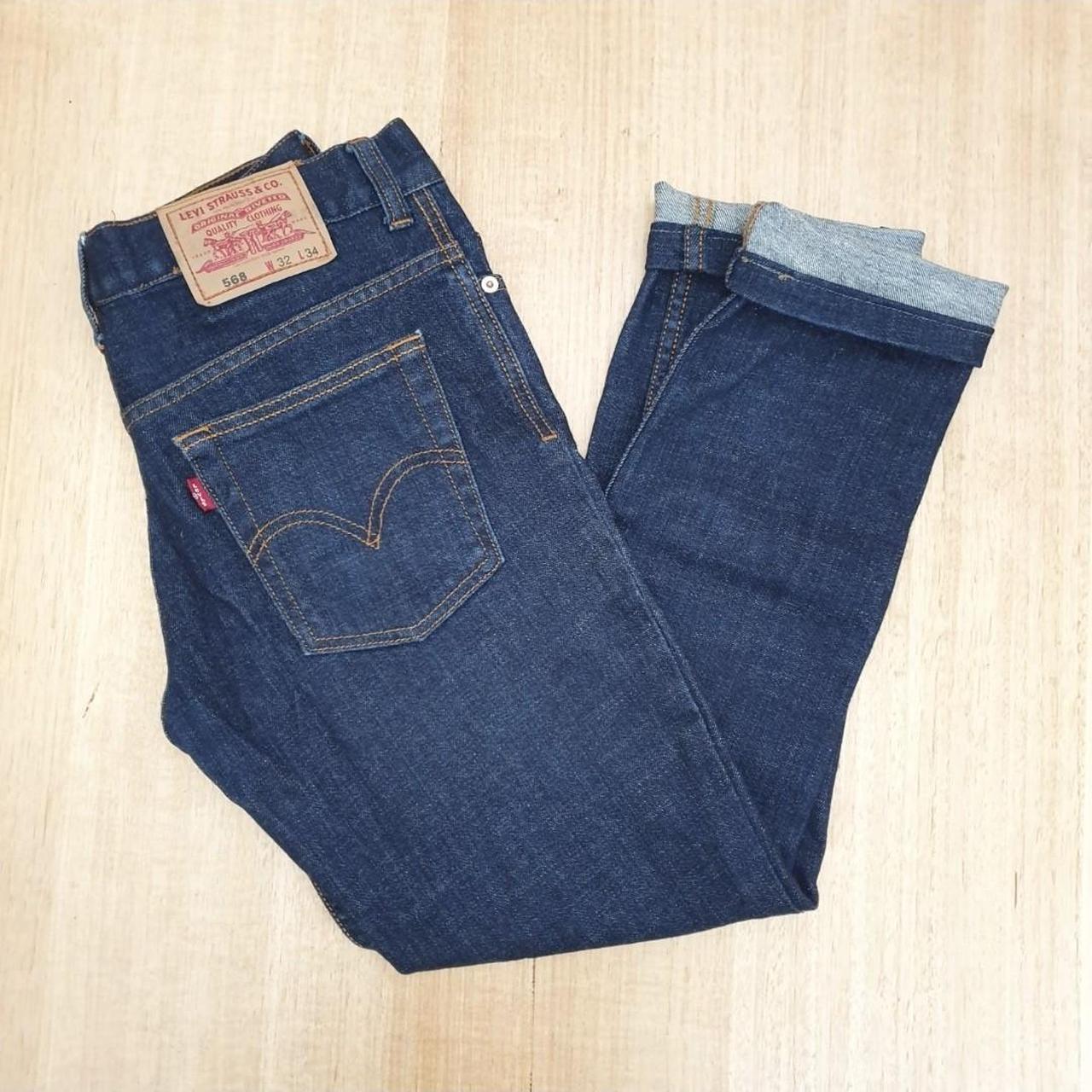 Vintage 90s red label Levi's 568. Dark... - Depop