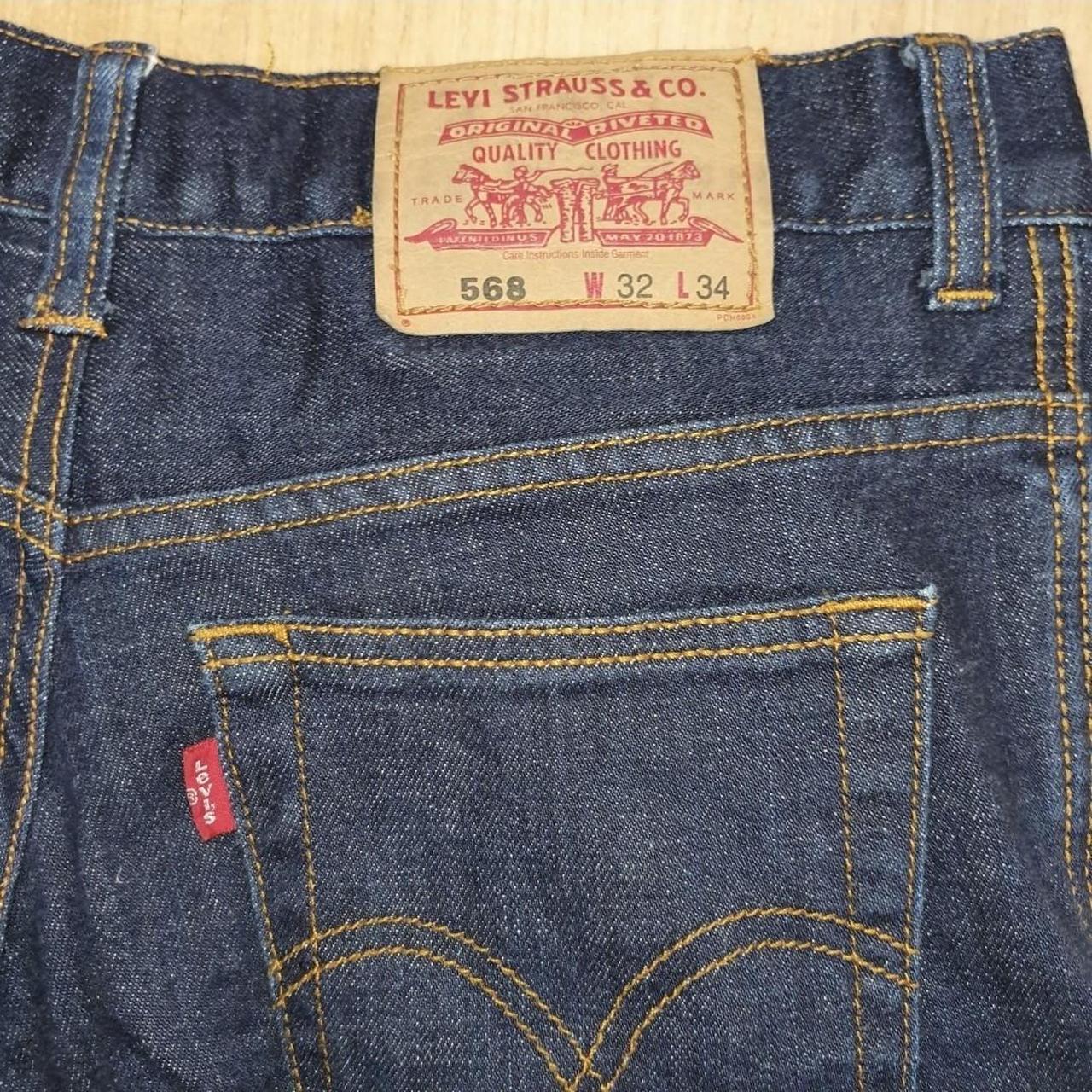 Vintage 90s red label Levi's 568. Dark... - Depop