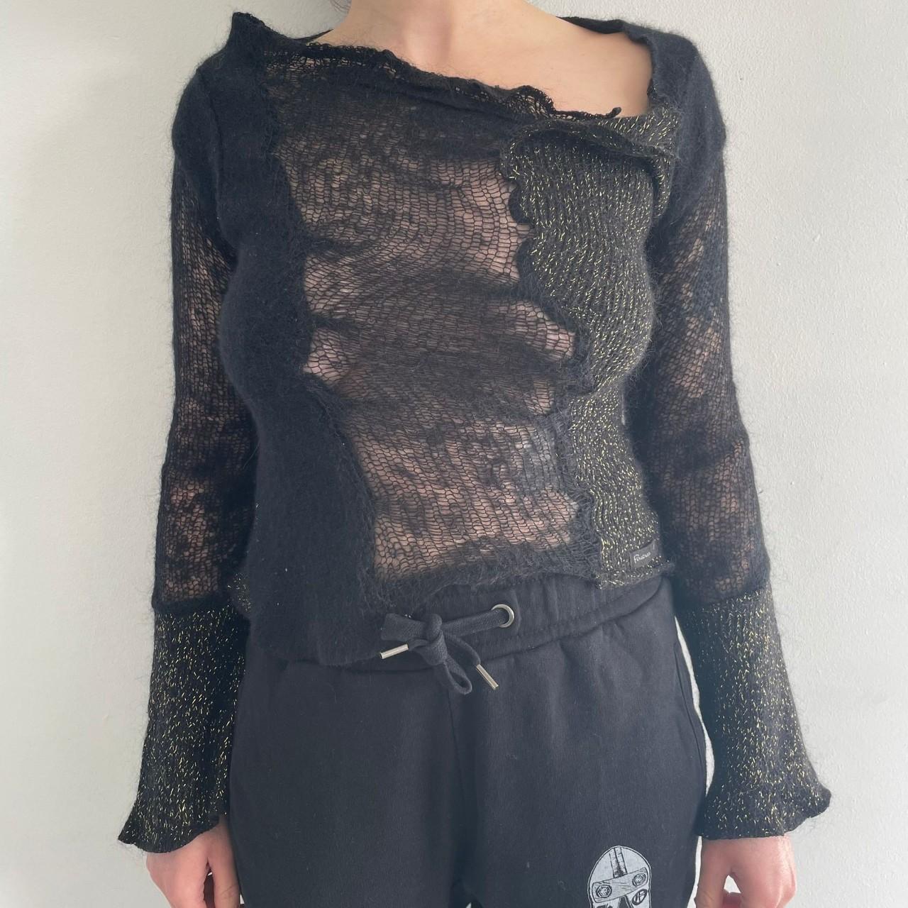 Firetrap Women's Black and Gold Jumper | Depop