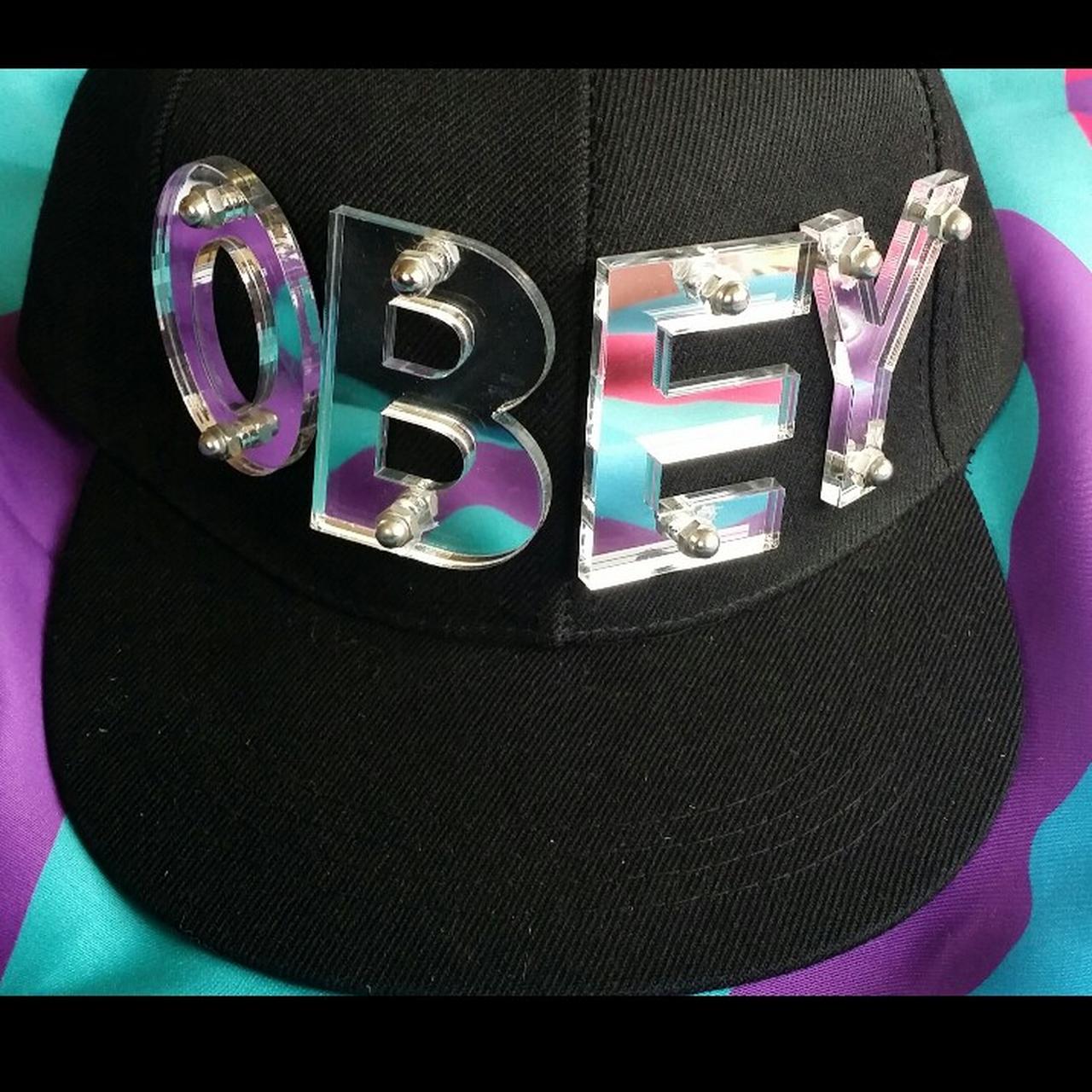 Reflective Obey snapback hat/ Never worn/ Perfect... - Depop