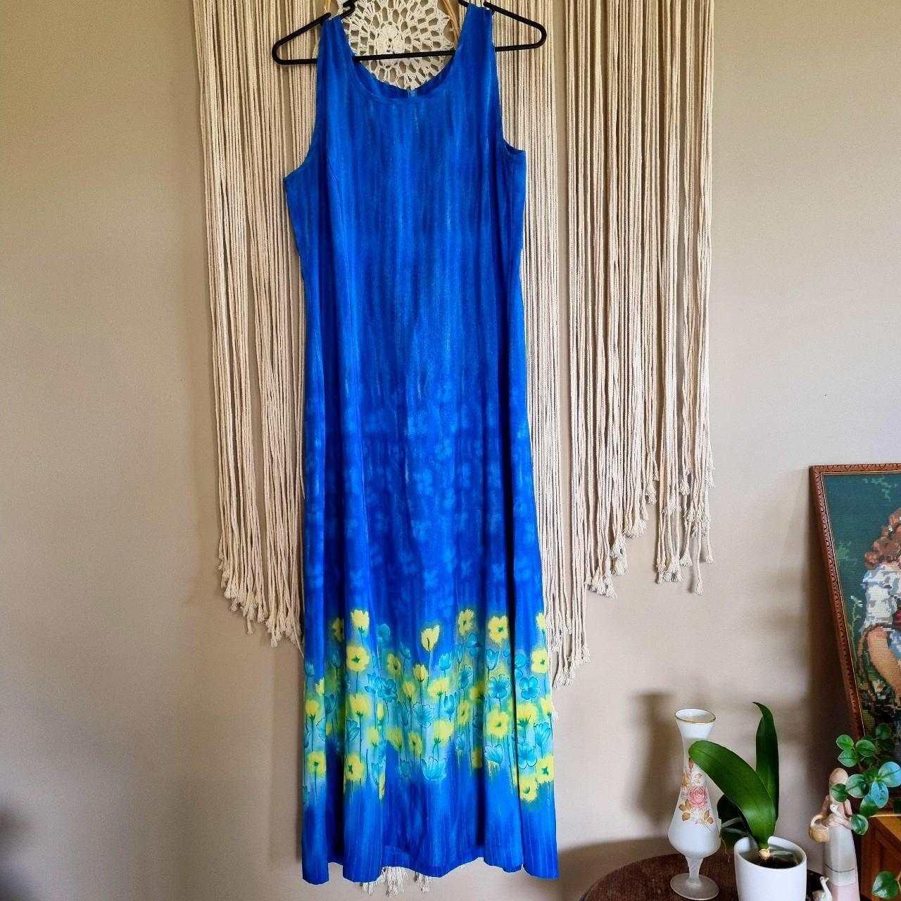 Y2K blue floral summer maxi dress • Y2K retro blue,... - Depop