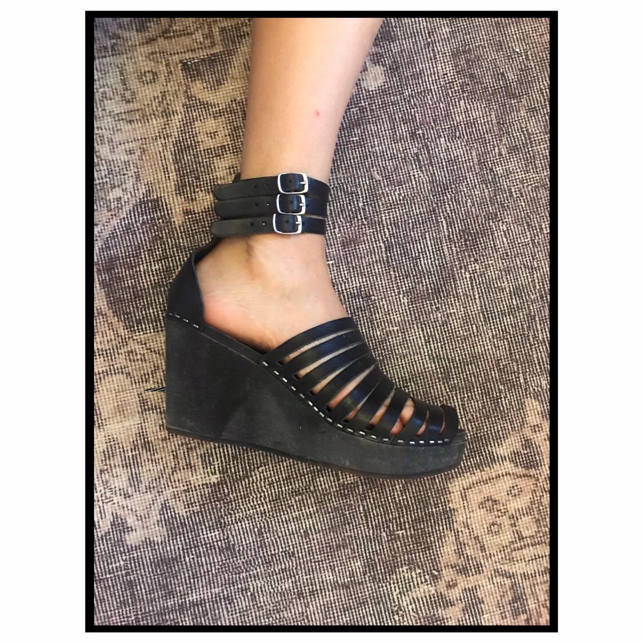 Wooden clog style espadrilles Hnm studio x swedish... - Depop