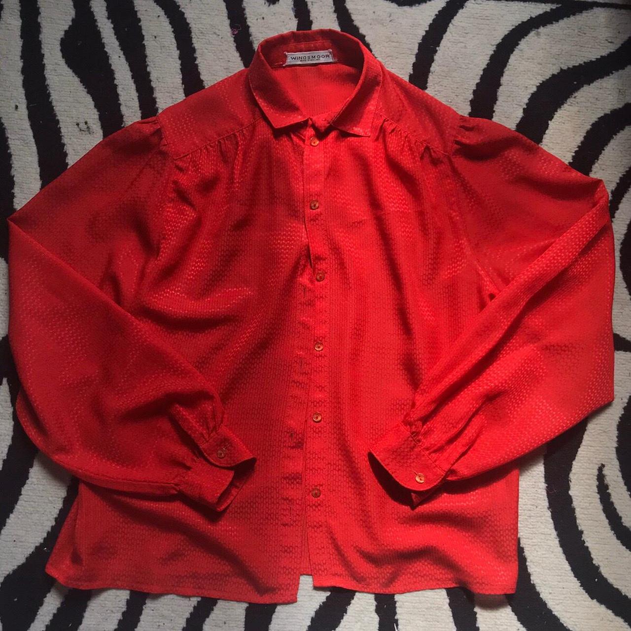 Gorg ruby red shiny button up shirt. Lovely... - Depop
