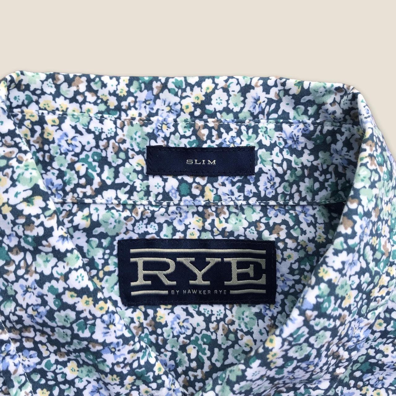RYE by Hawker Rye Blue Green Mini Floral Print Slim... - Depop