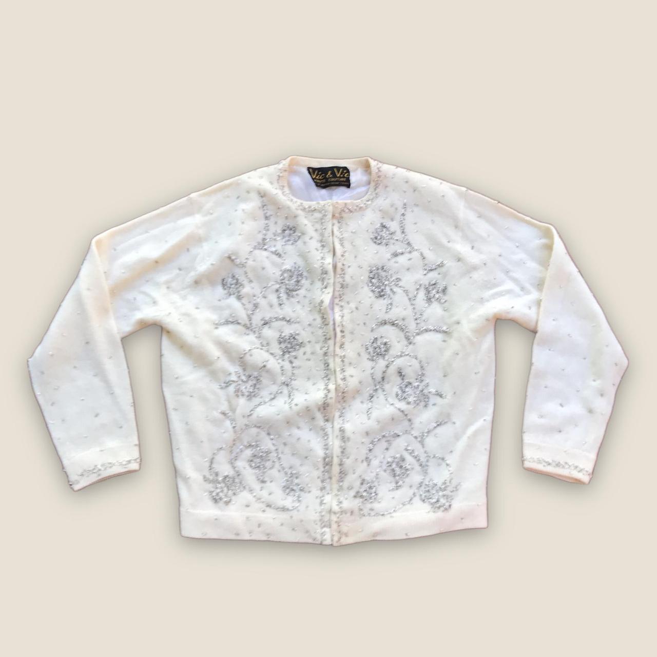 1970s VTG Vic & Vic Haute Couture Cream Wool Beaded... - Depop