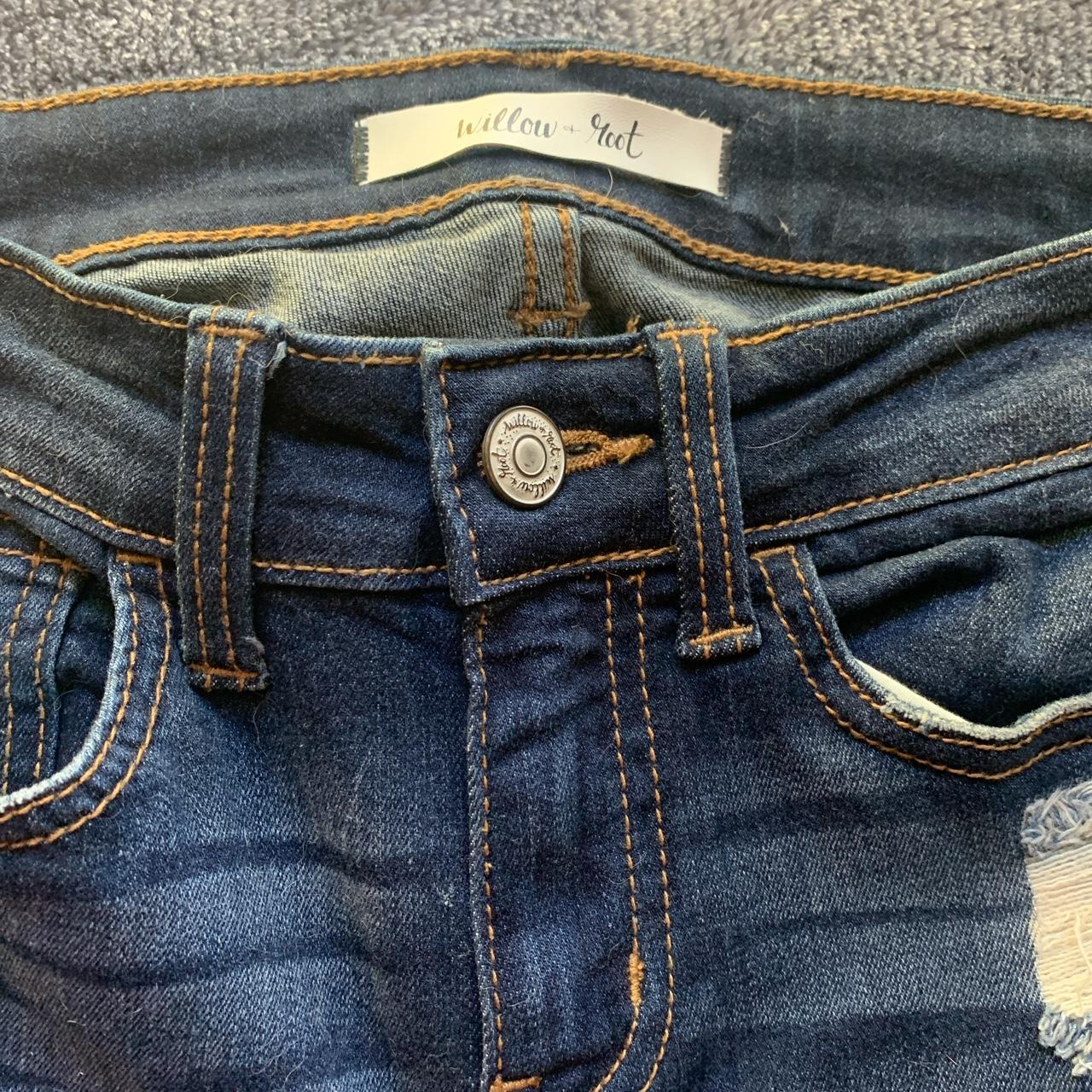 Dark blue ripped jeans! No noticeable flaws but the... - Depop