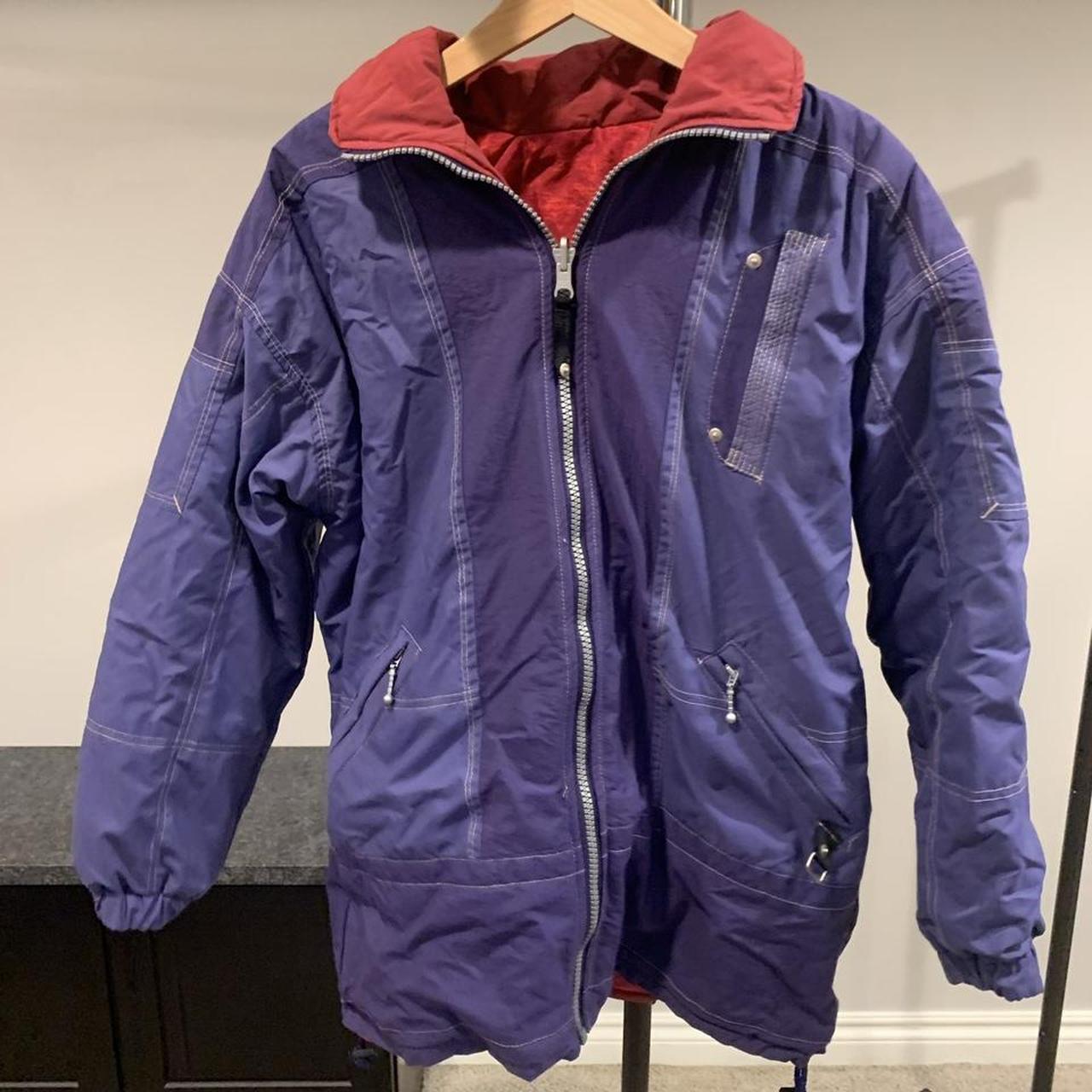 Vintage purple red lined obermeyer heavy jacket... - Depop