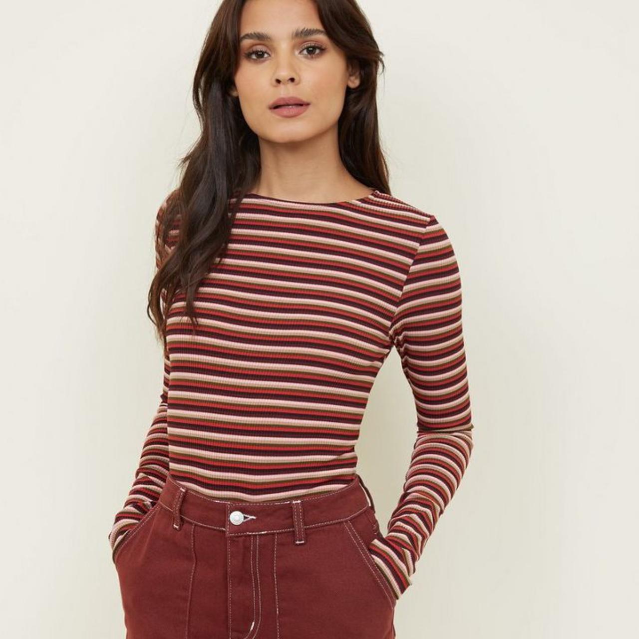 New Red Herring Multi Coloured Stripe Ribbed Long Depop