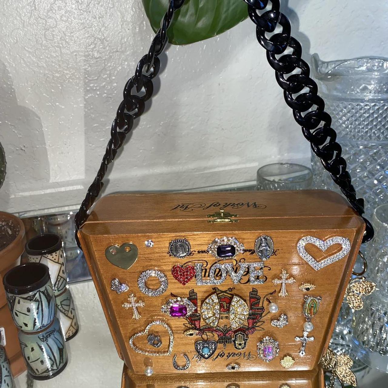 Upcycled Jewelry Collage Cigar Box Purse This... - Depop