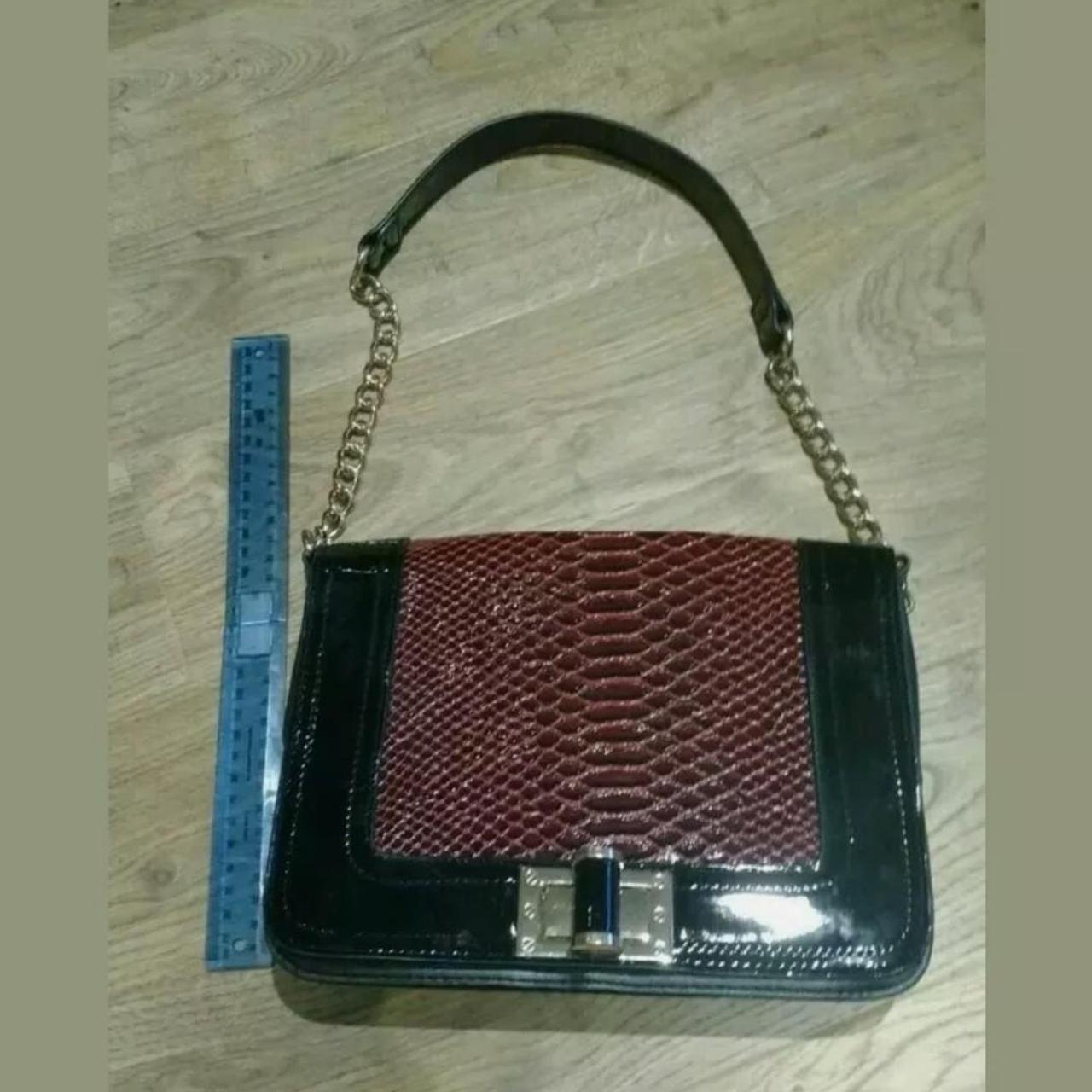 Wallis Lizard Crocodile Grain Tan Black Satchel... - Depop