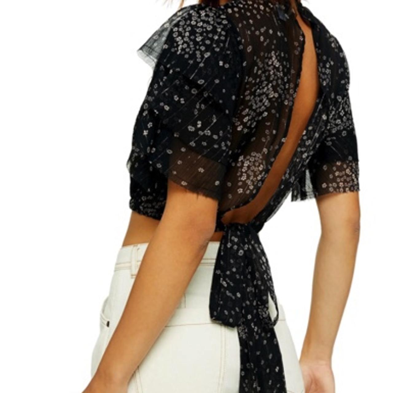 Brand New Topshop gold glitter ruffle... - Depop