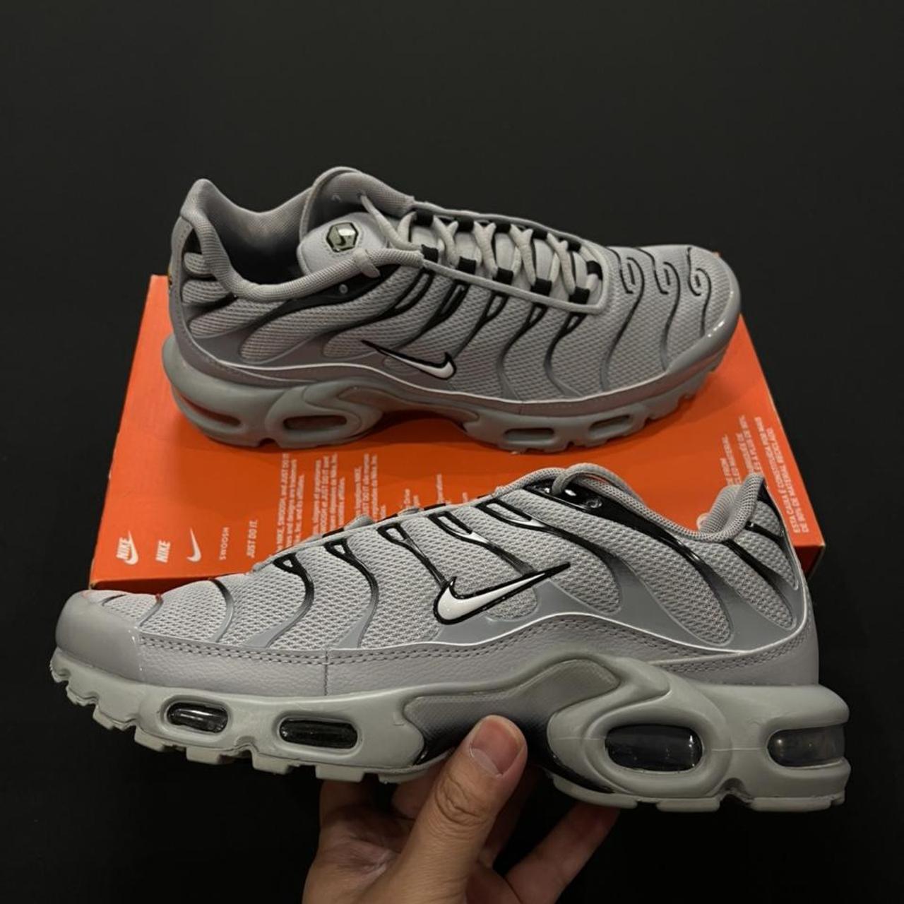 Nike Air Max Plus TN Wolf Grey Black White... - Depop