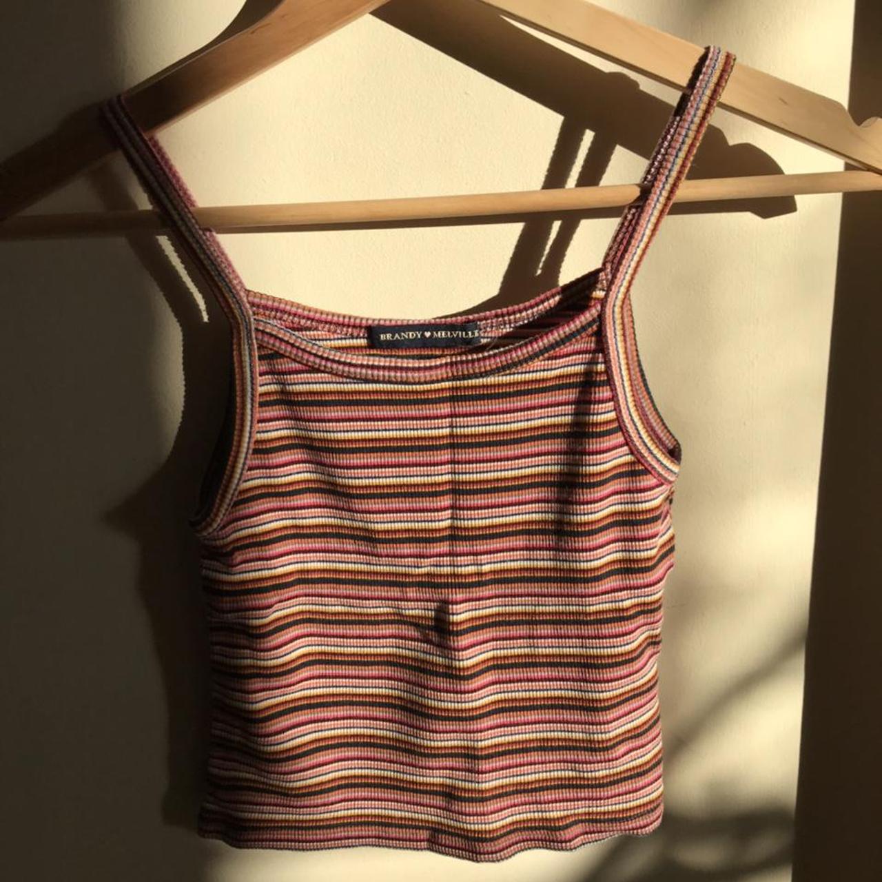 Stripy Brandy Melville tank top. Not sold anymore on... - Depop