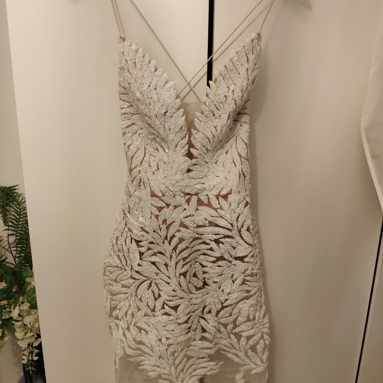 Nadine Merabi Talia white sequin dress size M.... - Depop
