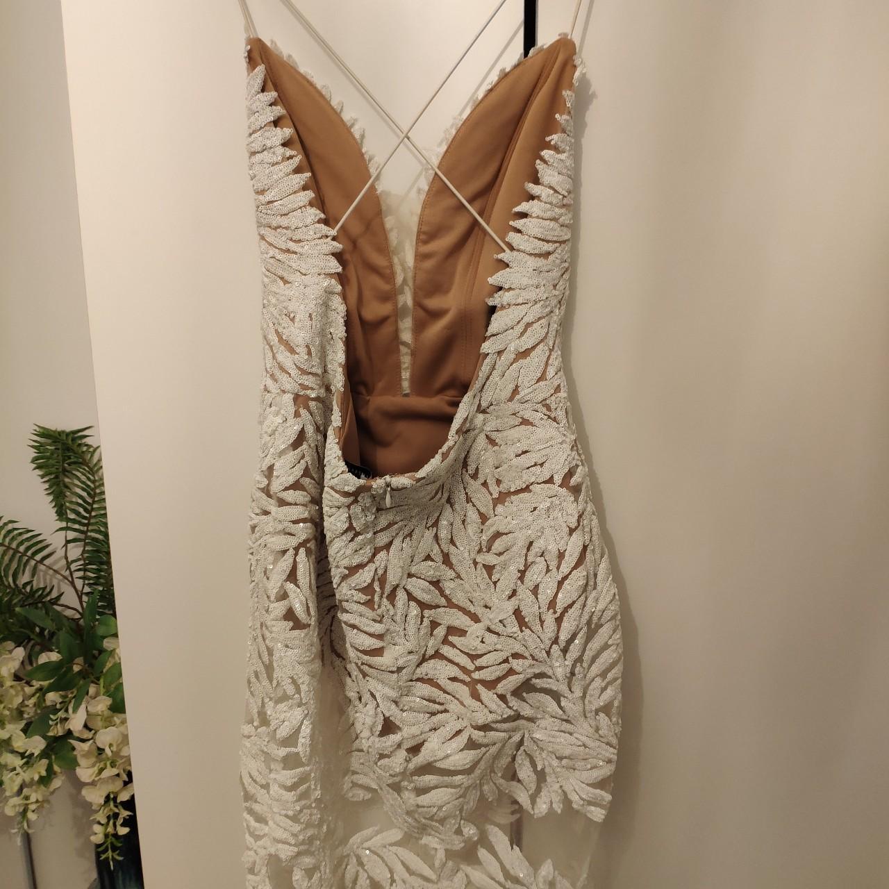 Nadine Merabi Talia white sequin dress size M.... - Depop