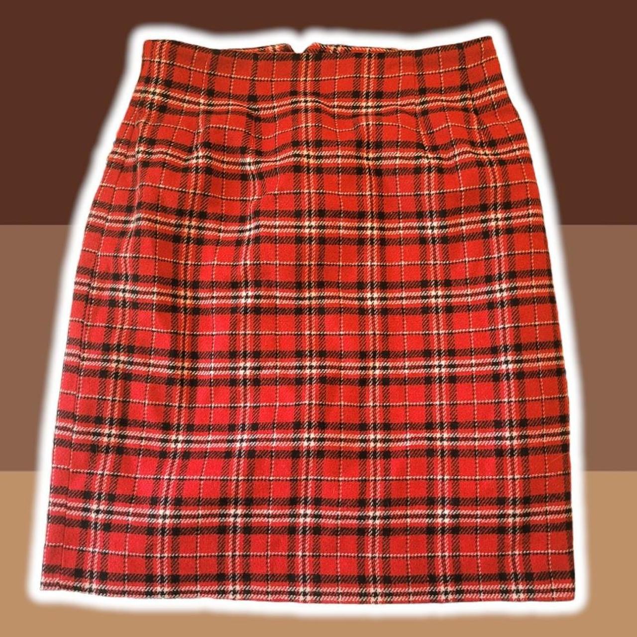 Vintage Pencil Red Plaid Skirt Mini Pencil At Depop