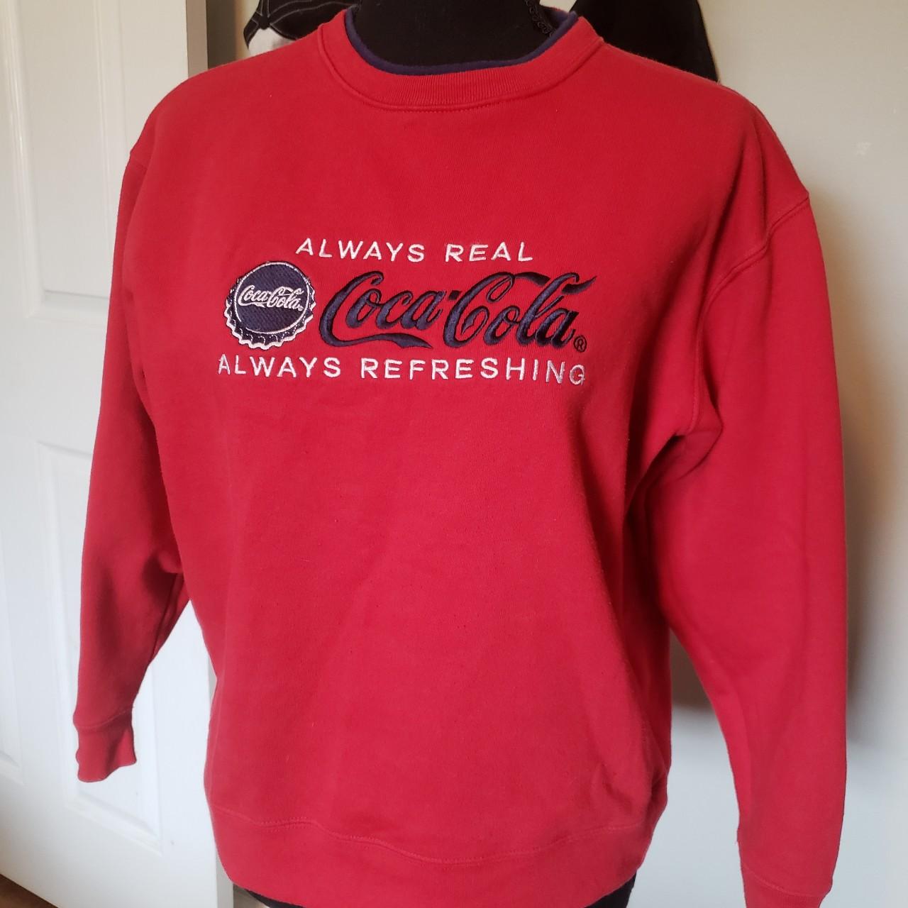 Coca-Cola Women's Red and Navy Jumper | Depop