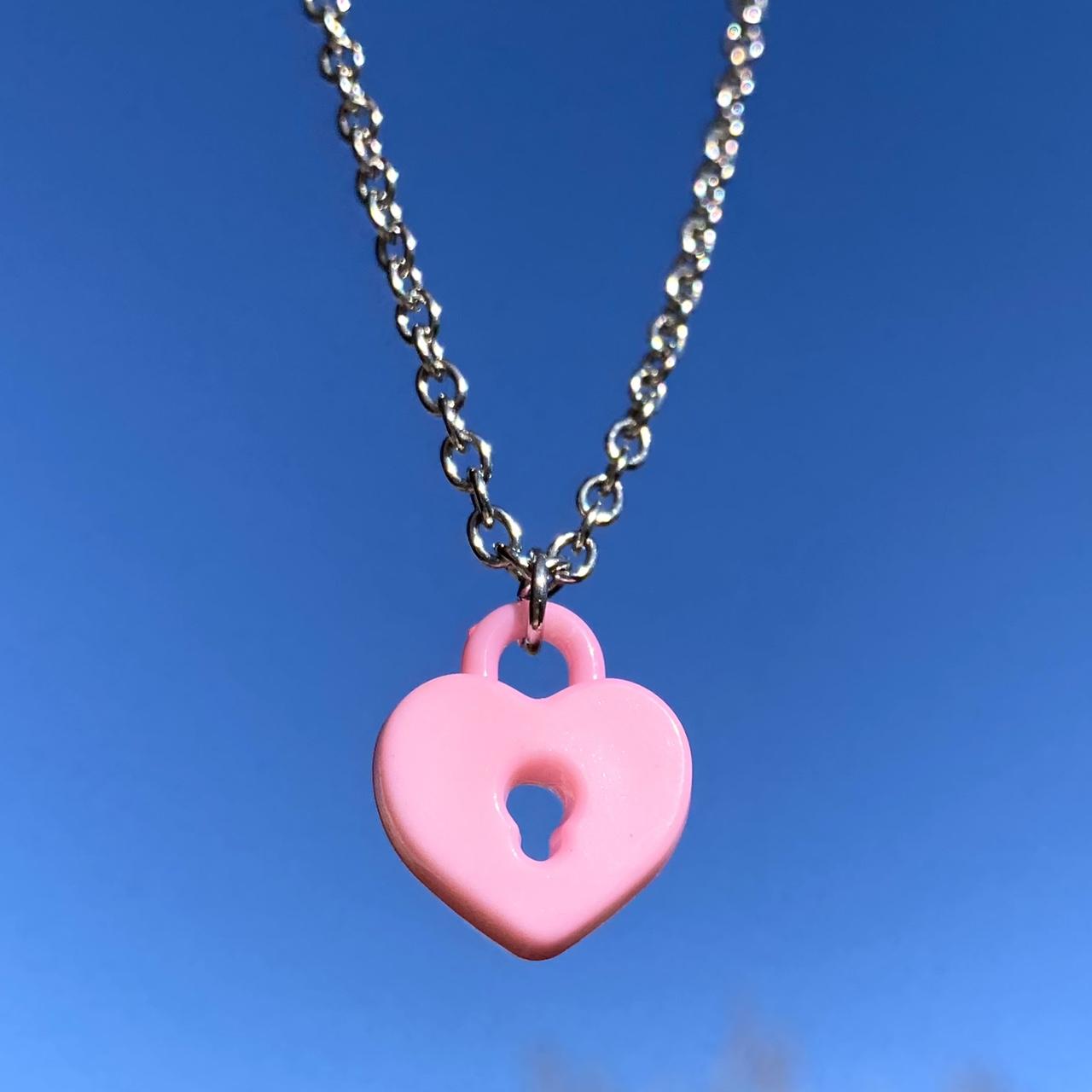 the pink locket necklace ༺♡༻ handmade by me 16... - Depop