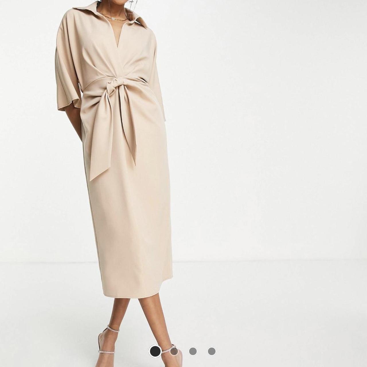 ASOS Women's Cream and Tan Dress | Depop