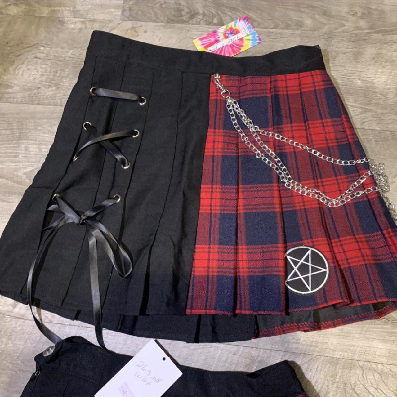 Custom Punk Goth Alt Chain Corset Plaid... - Depop