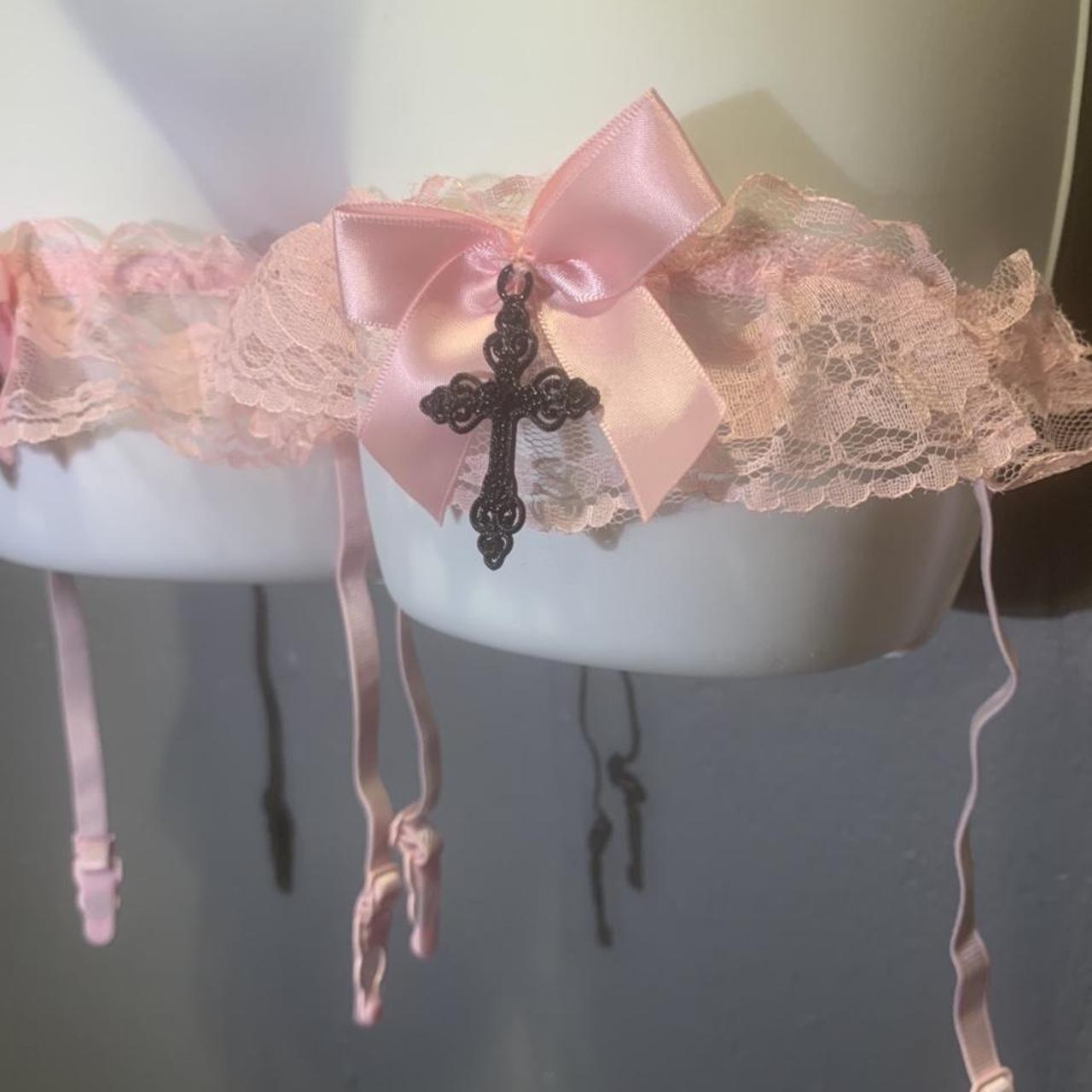 NEW Custom Pastel Goth Garter + Fishnet Set Listing... | Depop