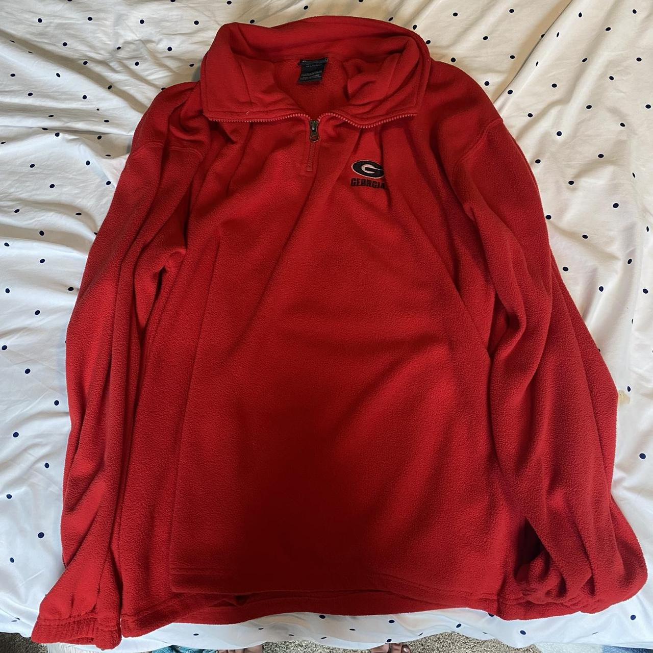 super comfy red mens georgia quarter zip... - Depop