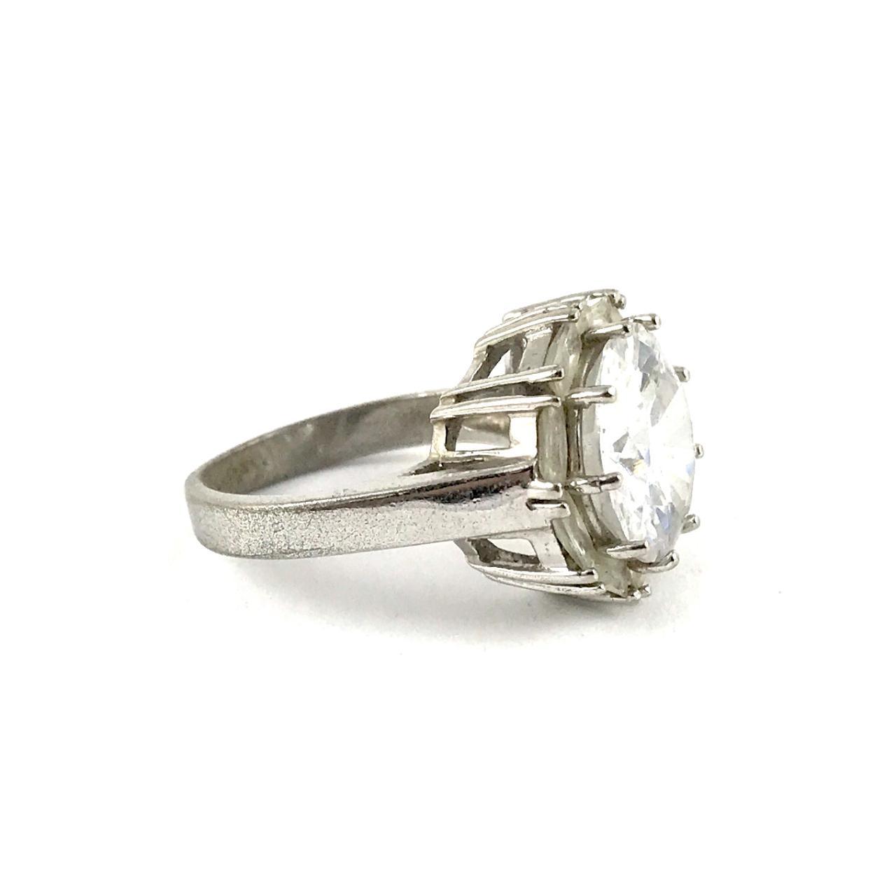 Cute 925 Silver Plate Rhinestone Ring Size... - Depop