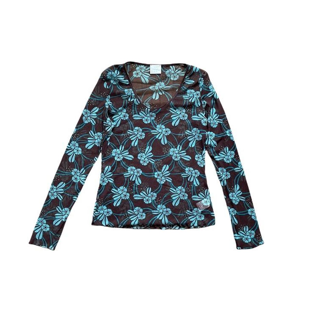 mesh top vintage old tag next mesh floral top with... - Depop