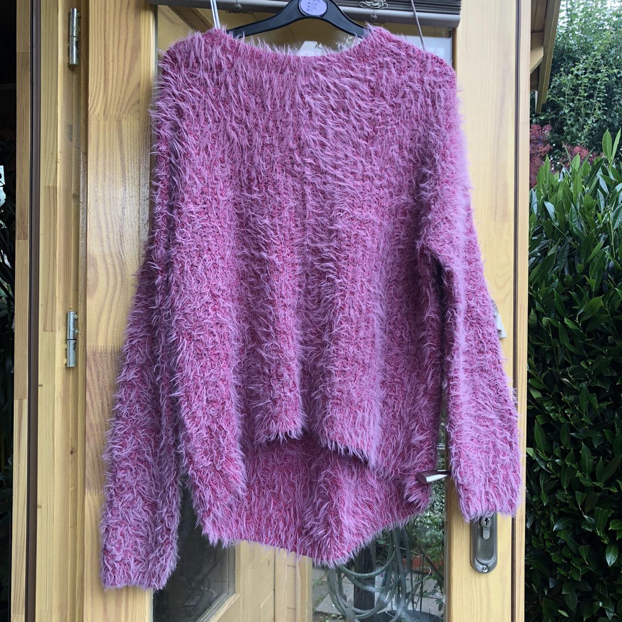 Fluffy/furry/hairy soft pink stretchy jumper size... - Depop
