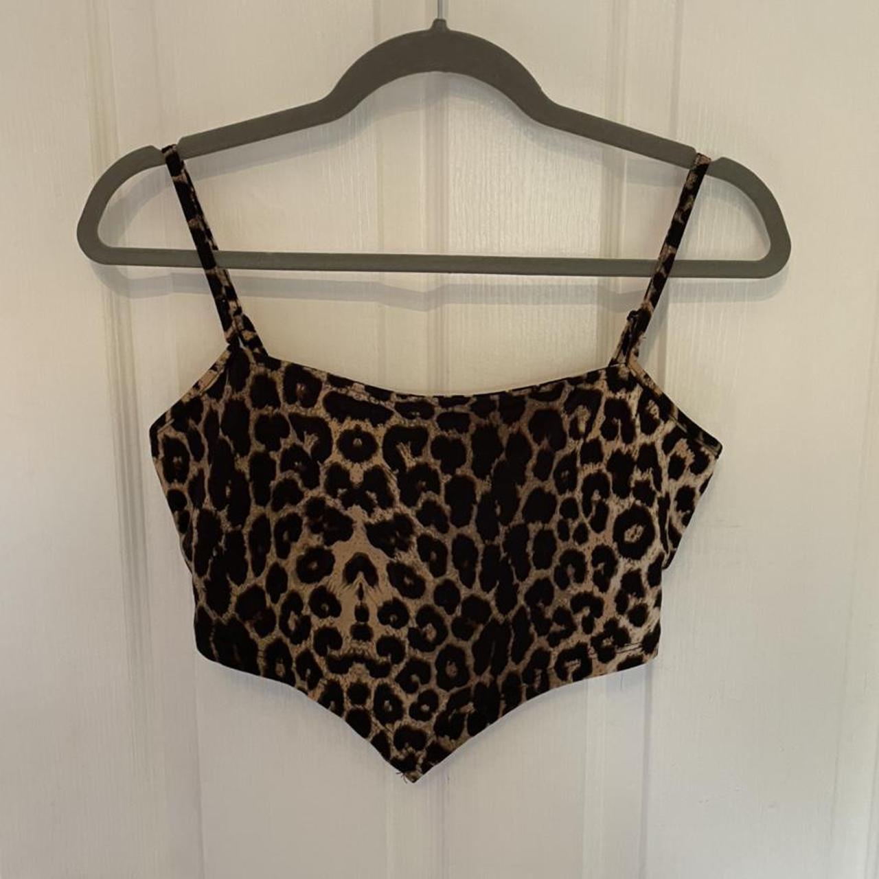 Shein leopard print triangle hem crop top size... - Depop