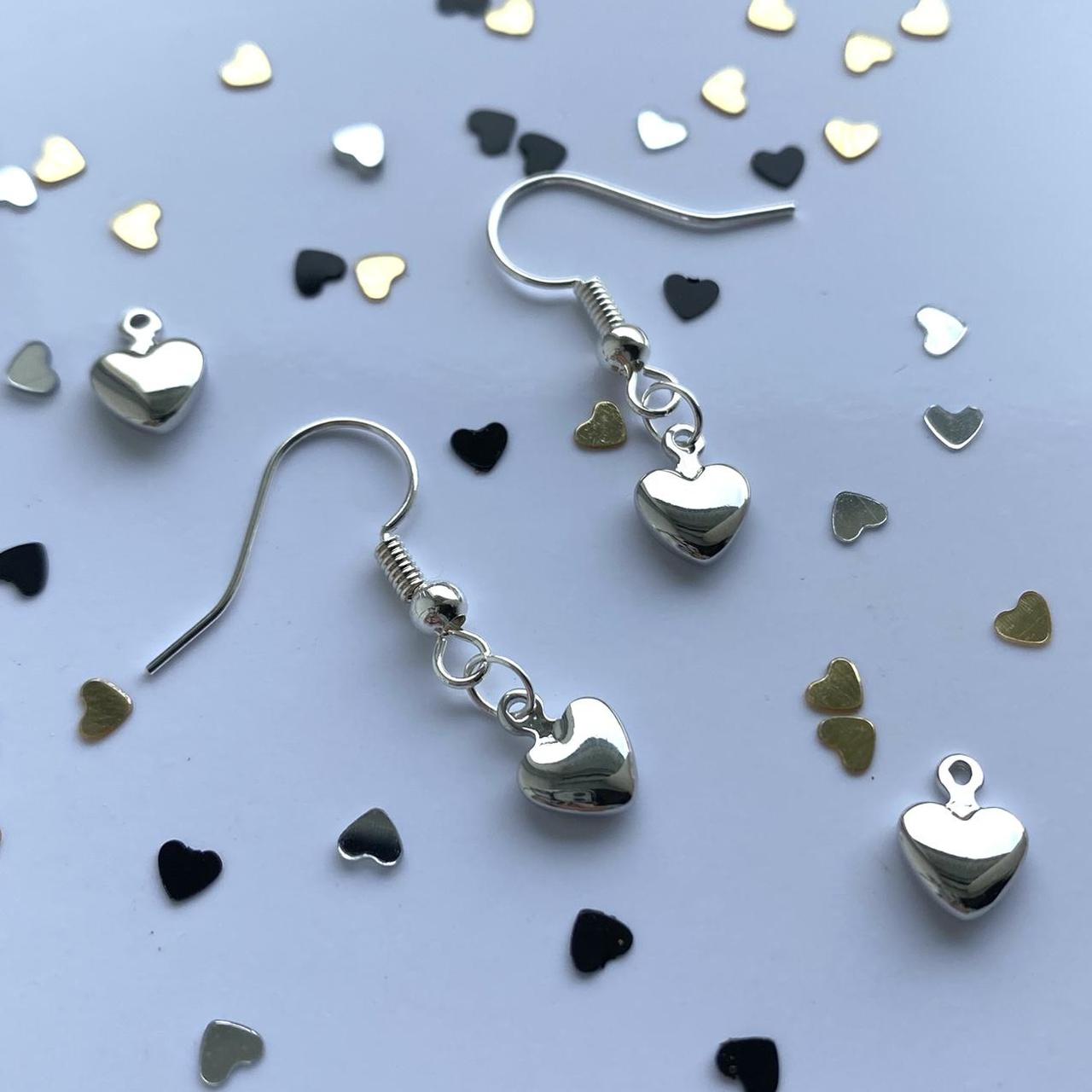 Heart earrings Heart drop charm earrings Heart drop... - Depop