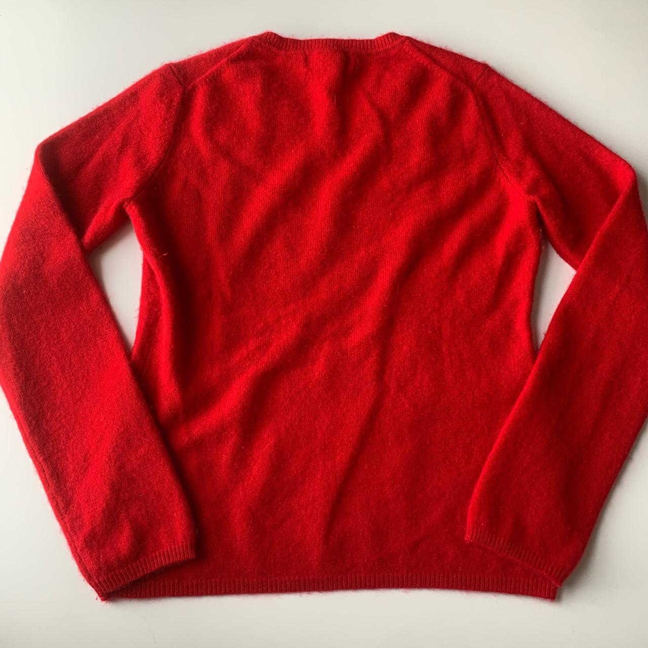 Red 2 ply cashmere sweater with v neckline and... - Depop