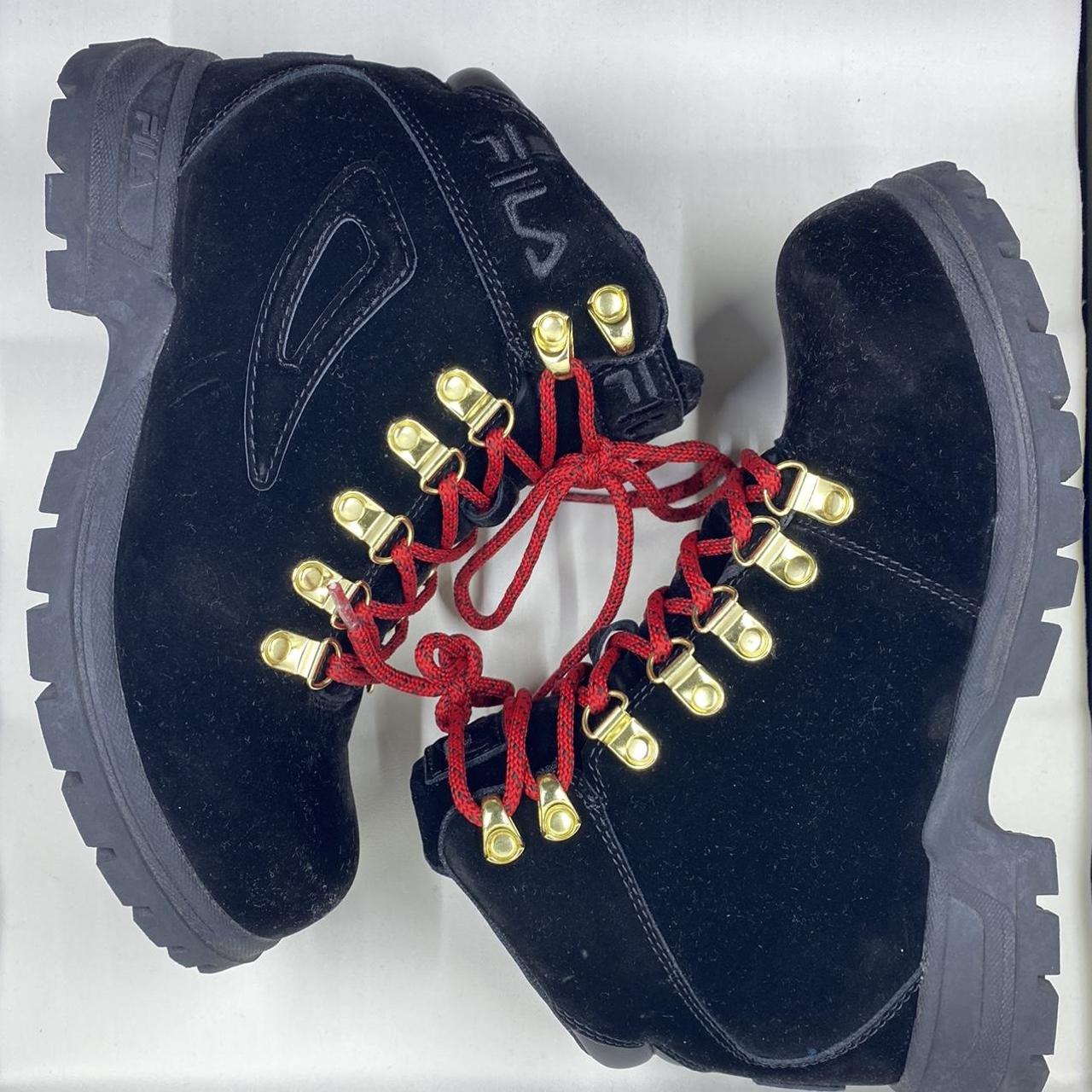 Black velvet US Women’s size 7 FILA ankle boots.... - Depop