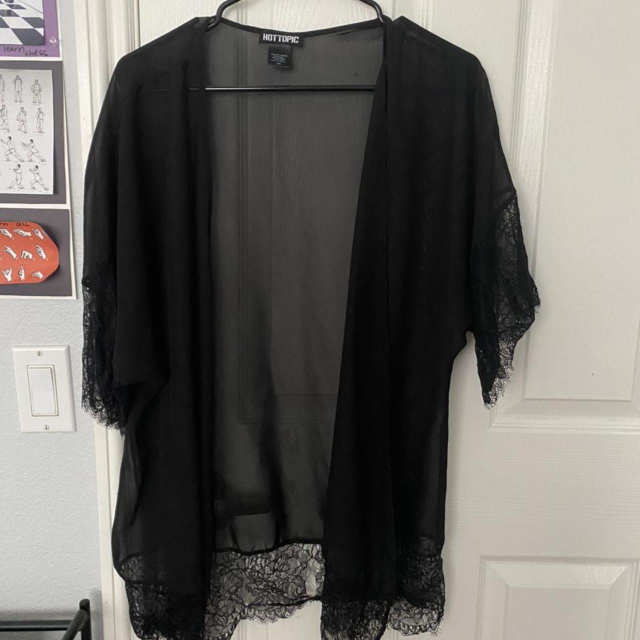 Hot topic lace kimono Worn once Lace is torn bc I... - Depop