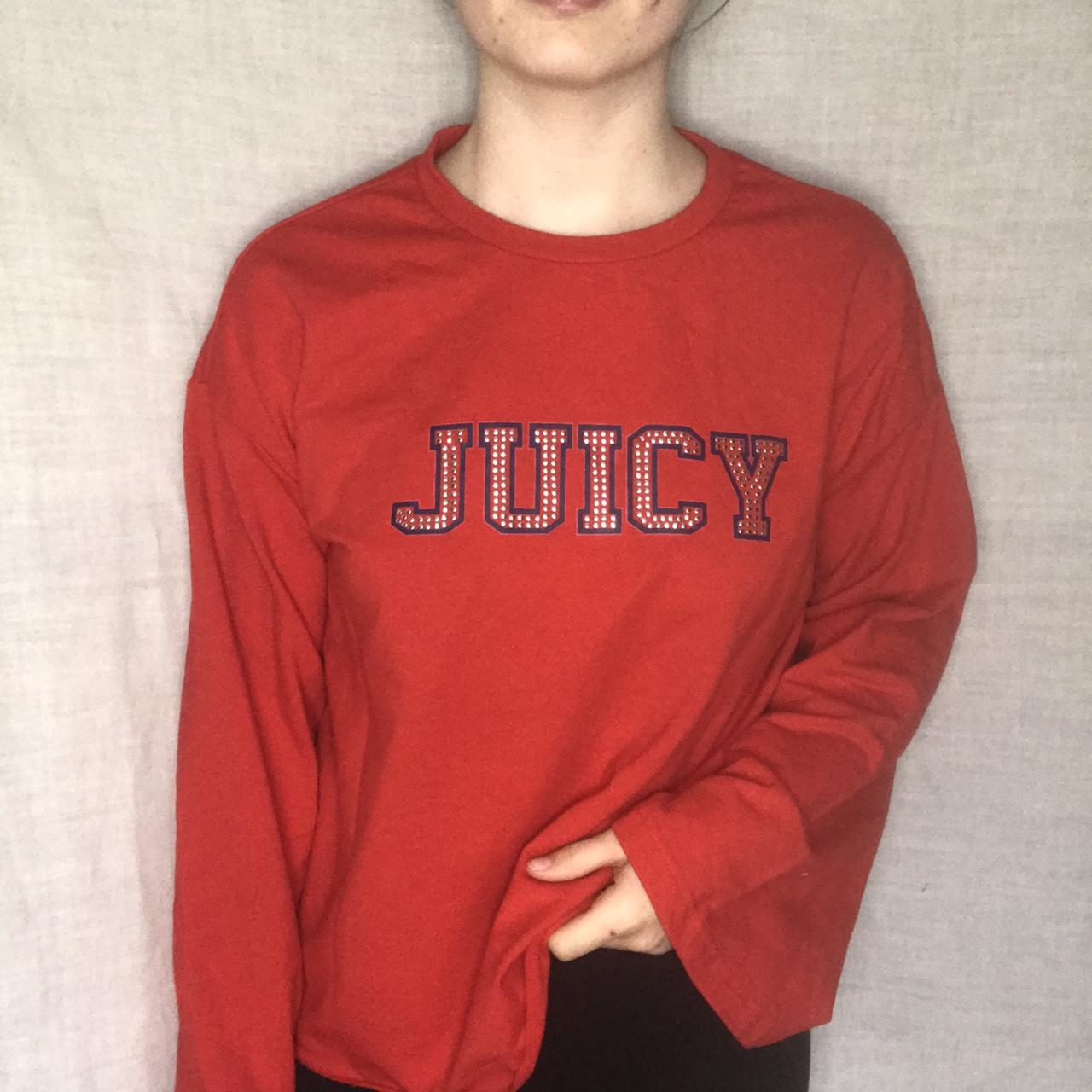 Red Juicy Couture bedazzled logo crewneck! Size... - Depop