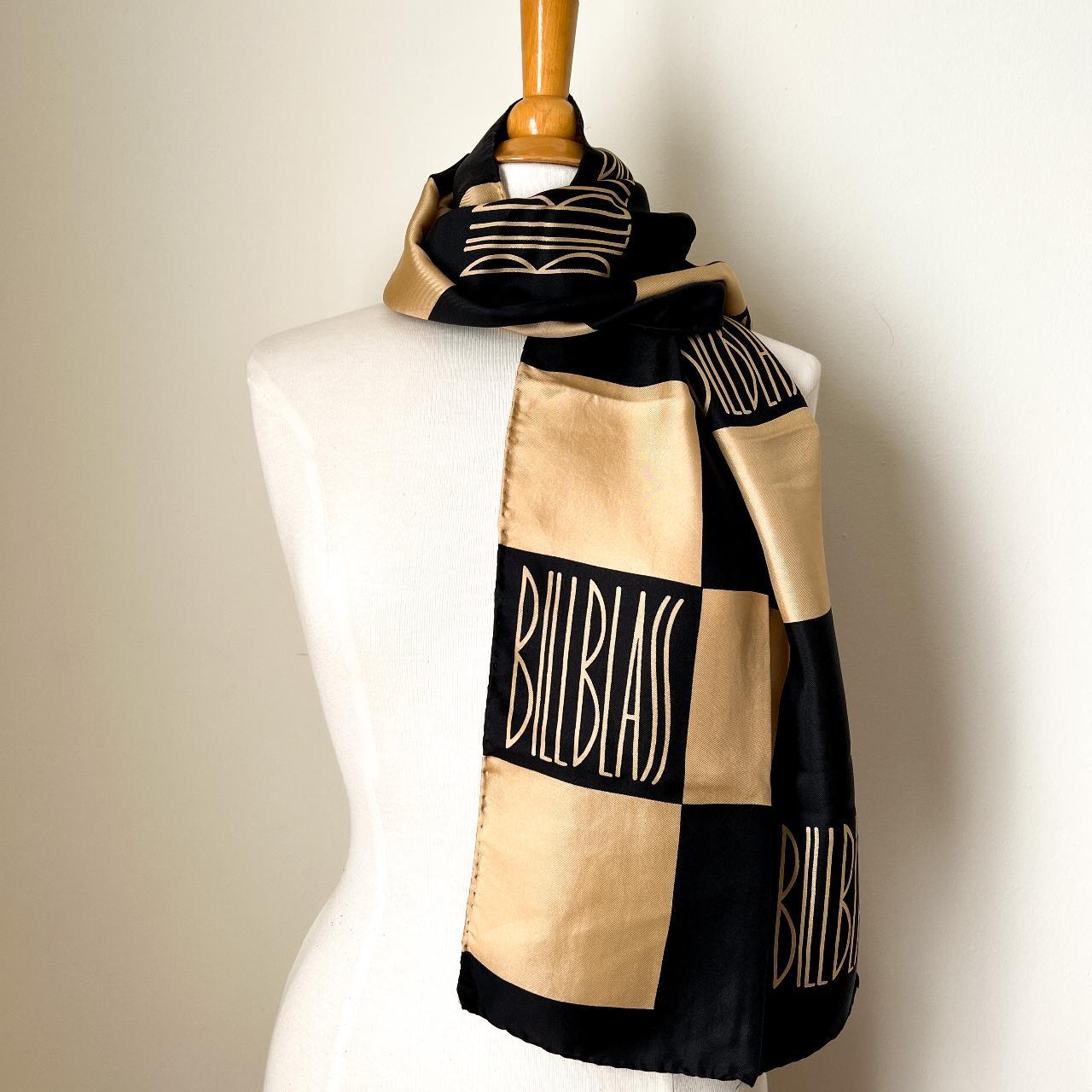 Bill Blass Women's Black and Gold Scarf-wraps | Depop