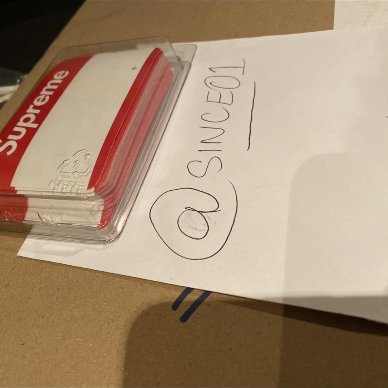 Supreme Name Badge stickers 🔥 Pack of 100 Price... - Depop