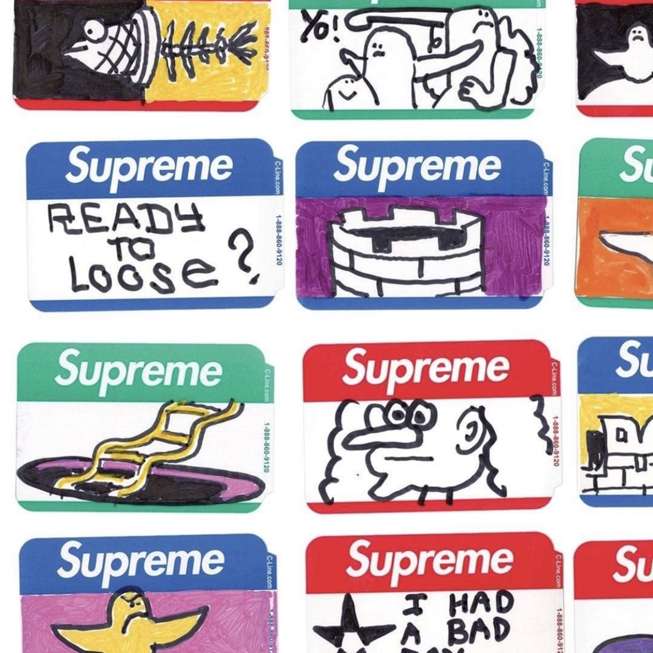 Supreme Name Badge stickers 🔥 Pack of 100 Price... - Depop