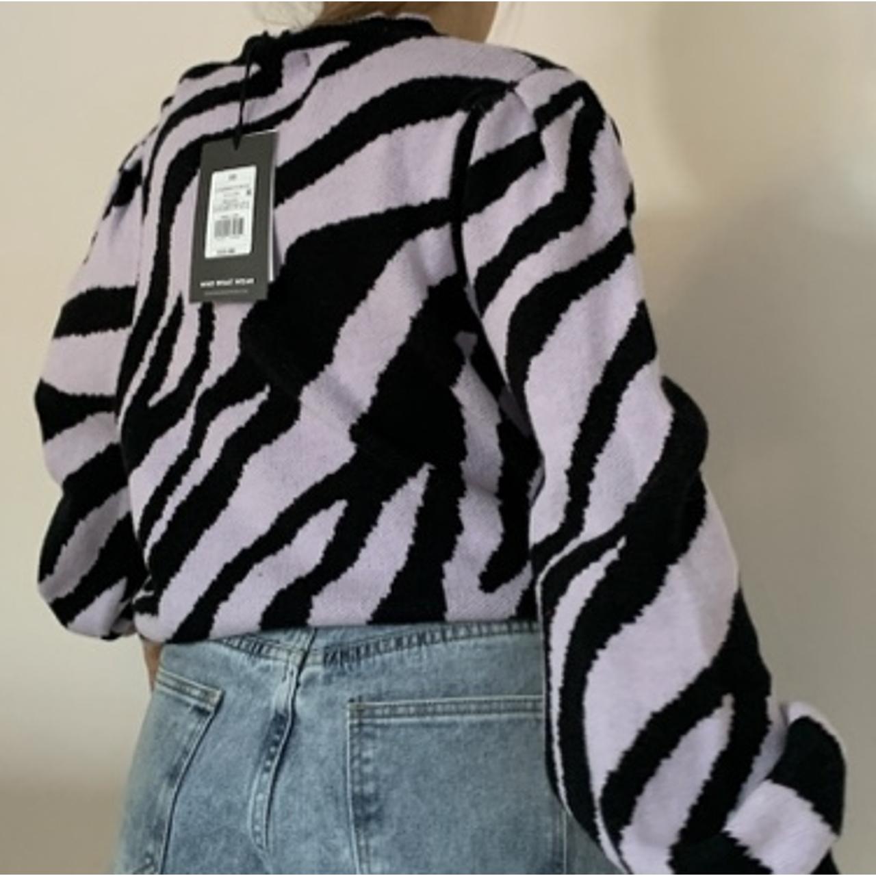 Purple zebra print sweater Brand new w tags - Depop
