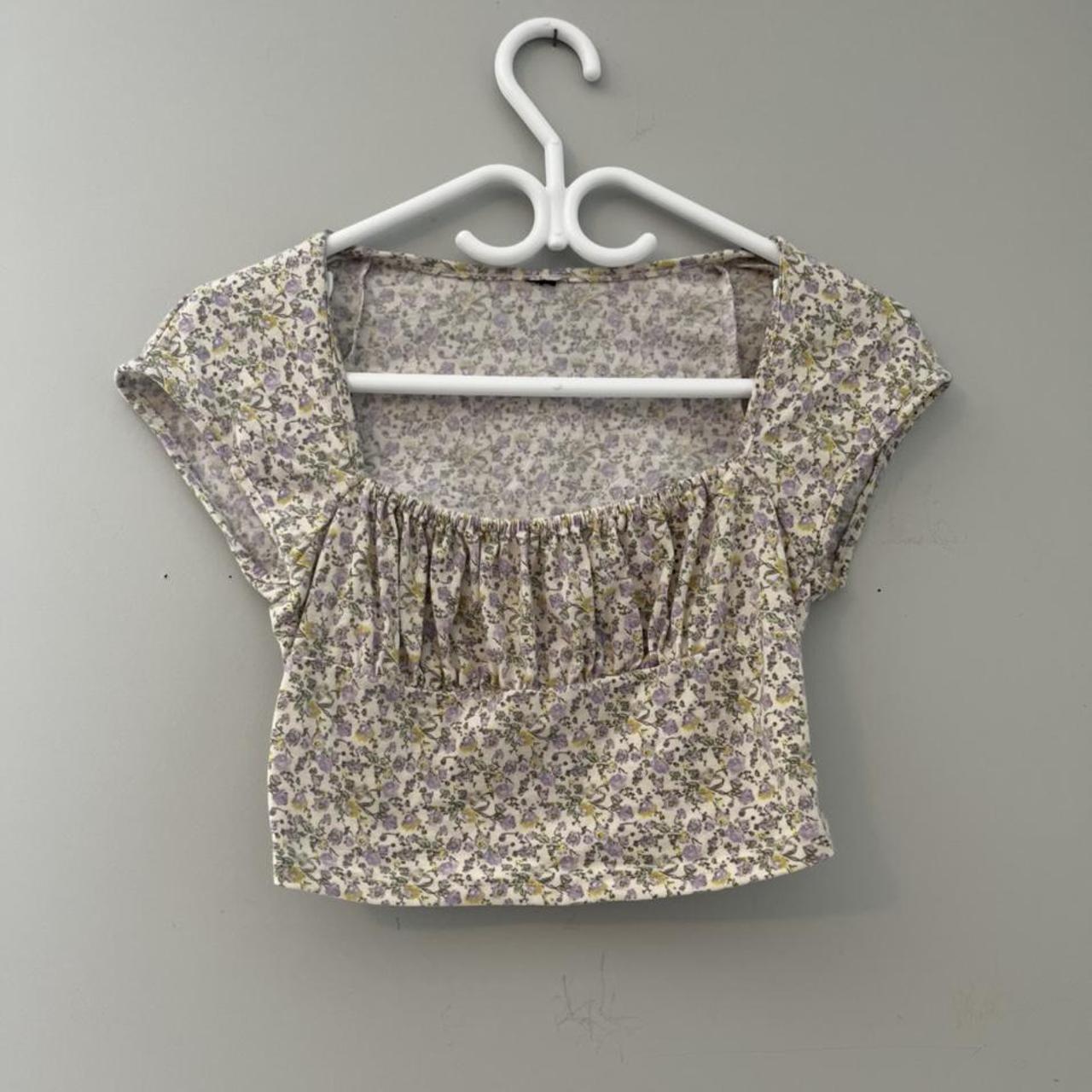 Super cute floral square neck top No flaws, only... - Depop