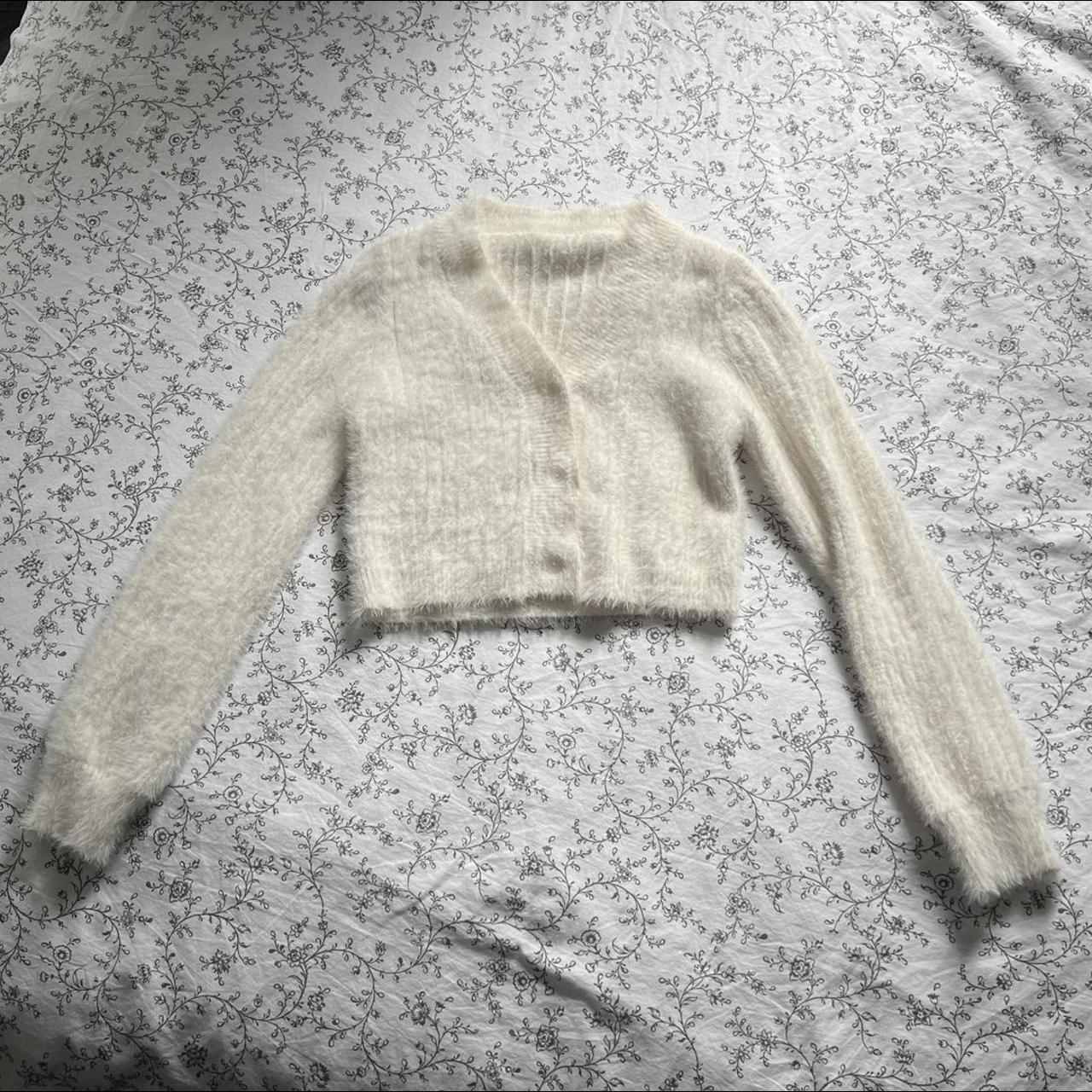 cream cardigan really soft and fluffy, it's just... - Depop