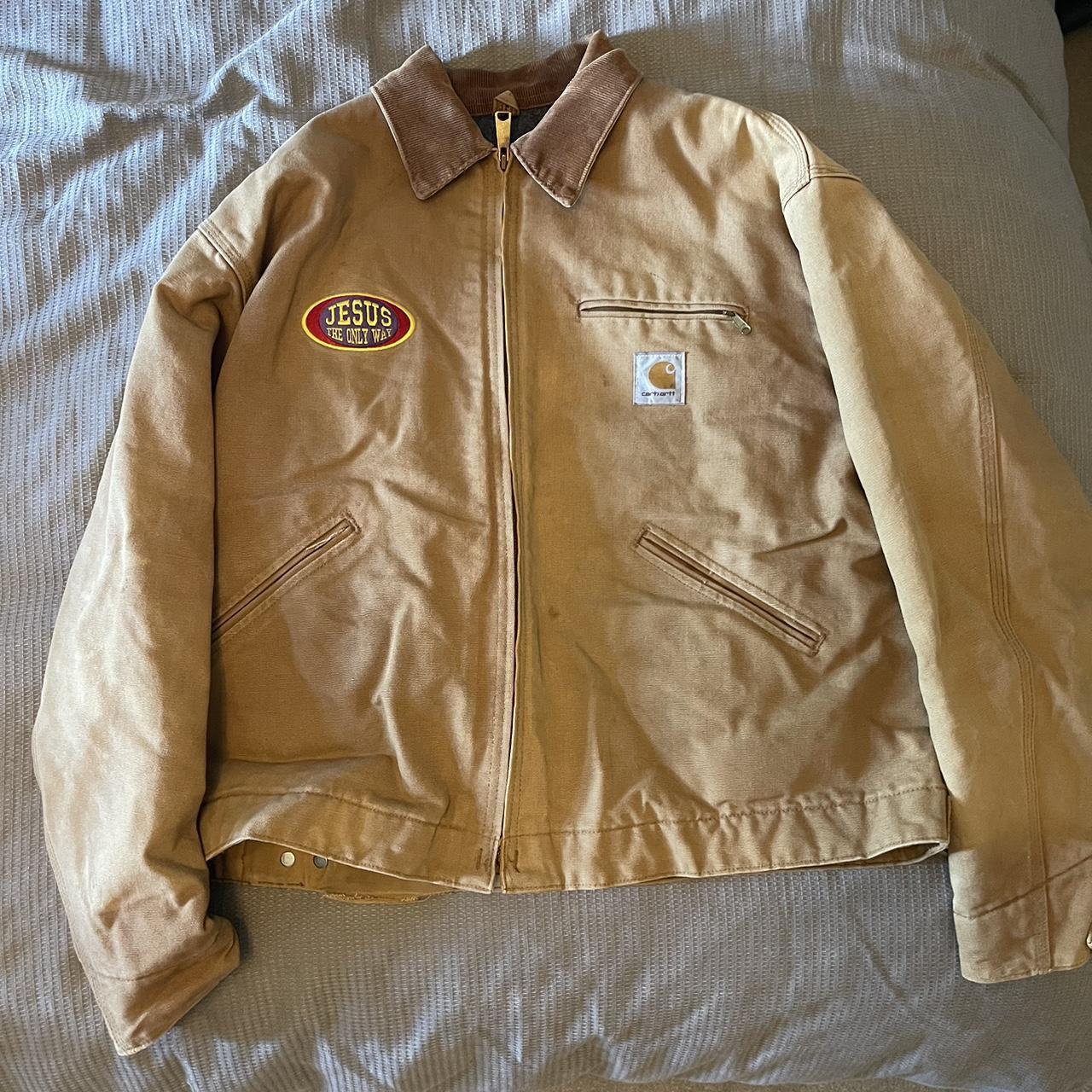 Carhartt Men's Tan and Red Jacket | Depop