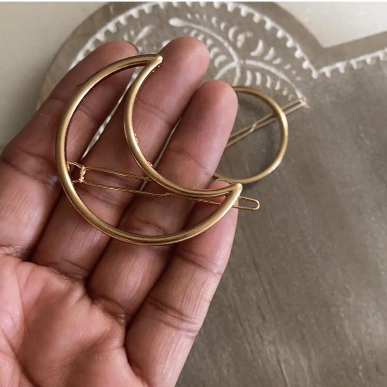 Francesca’s Full & Half Moon Hair Clip Set Gold... - Depop