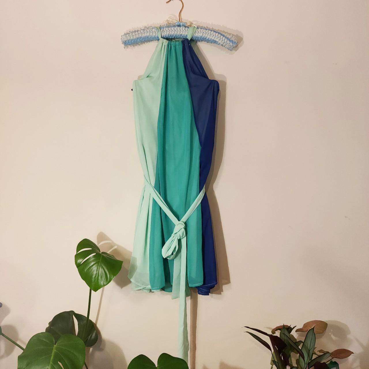 Halter neck tent mini-dress with waist tie. Chiffon... | Depop