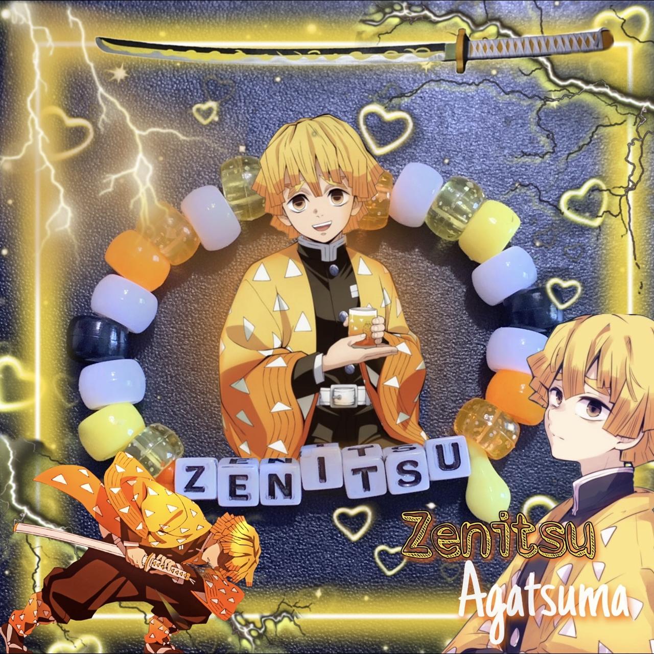 Zenitsu Agatsuma Demon Slayer Kandi Bracelet Message... - Depop