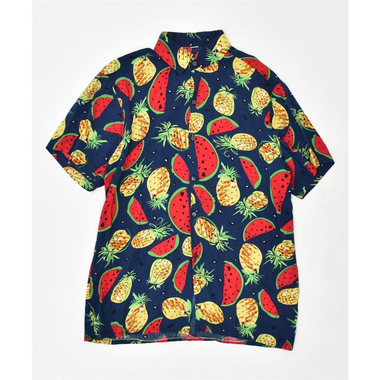 VINTAGE Mens Short Sleeve Shirt Large Multicoloured... - Depop VINTAGE Mens Short Sleeve Shirt Large Multicoloured... - Depop