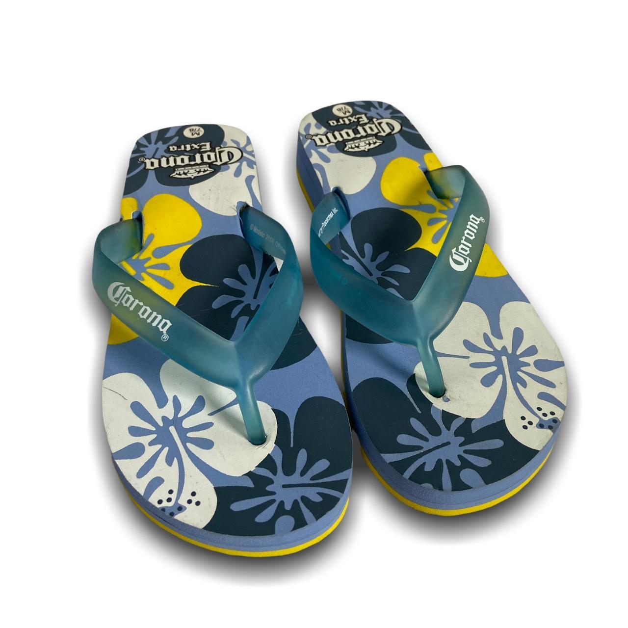 Y2k Corona beer flip flops hibiscus print corona