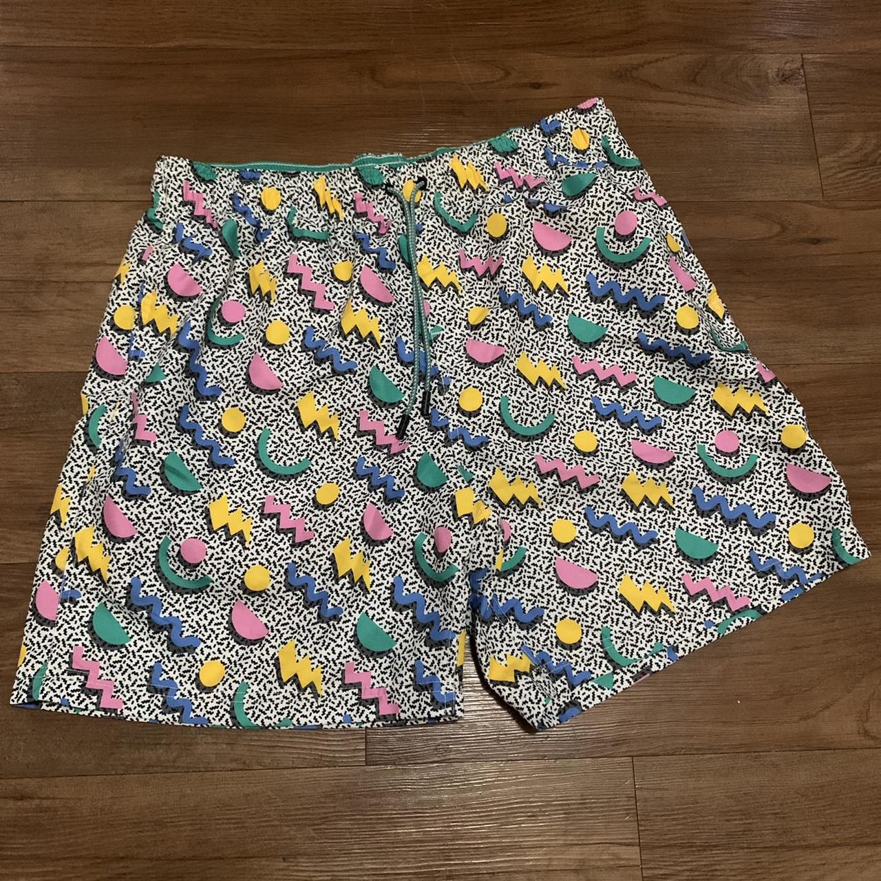 Broken Threads 90’s Pattern Swimming Trunks... - Depop