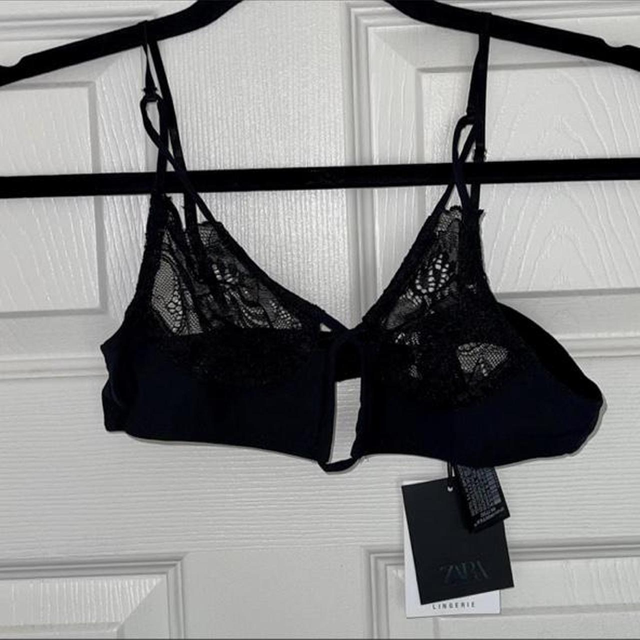 Zara Black Lace Bralette Size small, brand new with... - Depop